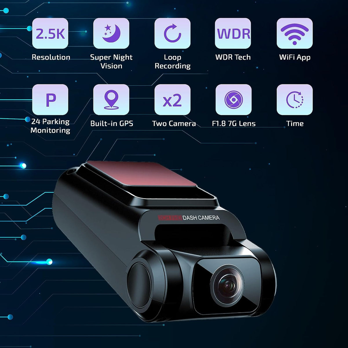 ALLIUMS 2.5K Dash Cam Duo: Front and Rear Dash Cameras, AC-25 – Alliums